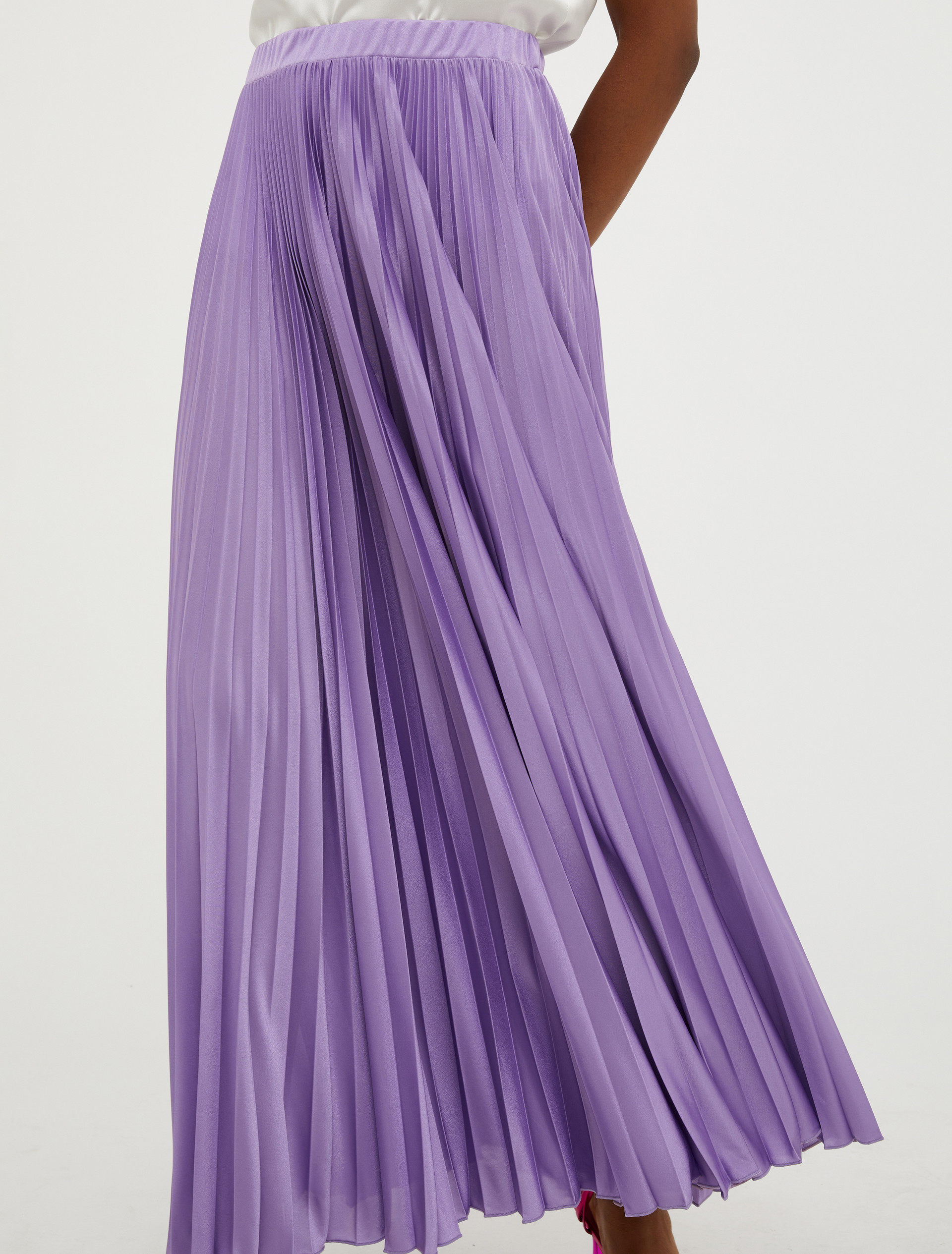 Pleated Jersey Maxi Skirt Lilac Maxandco